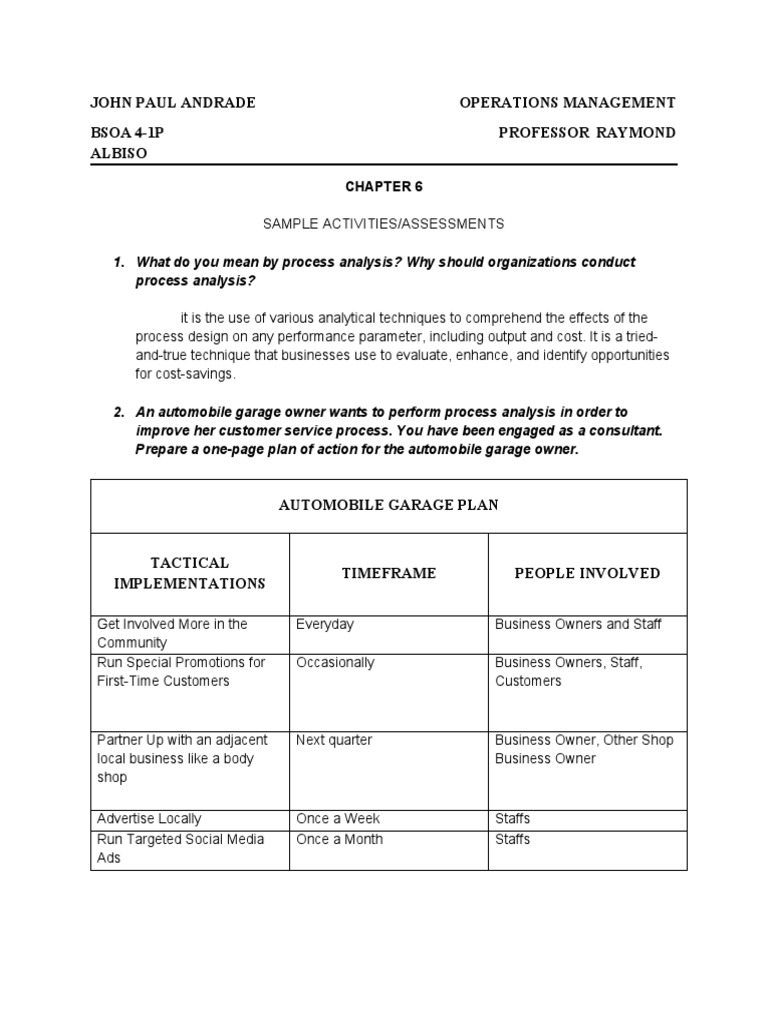 ANDRADE, JOHN PAUL P - BSOA 4-1P - OPERATIONS MANAGEMENT - CHAPTERS #6 To #11 | PDF | Business ...
