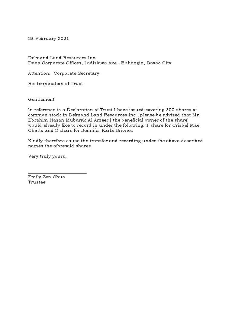 Termination of Trust | PDF