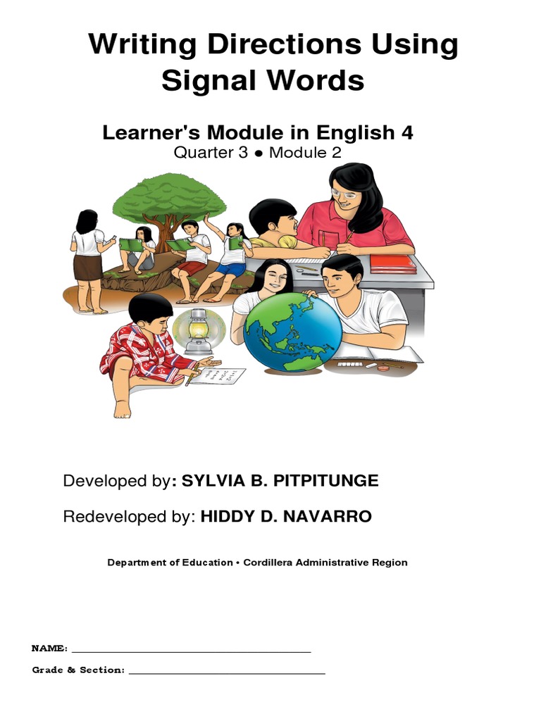ENG4Q3M2-Writing Direction Using Signal Words | PDF | Learning | Fruit ...
