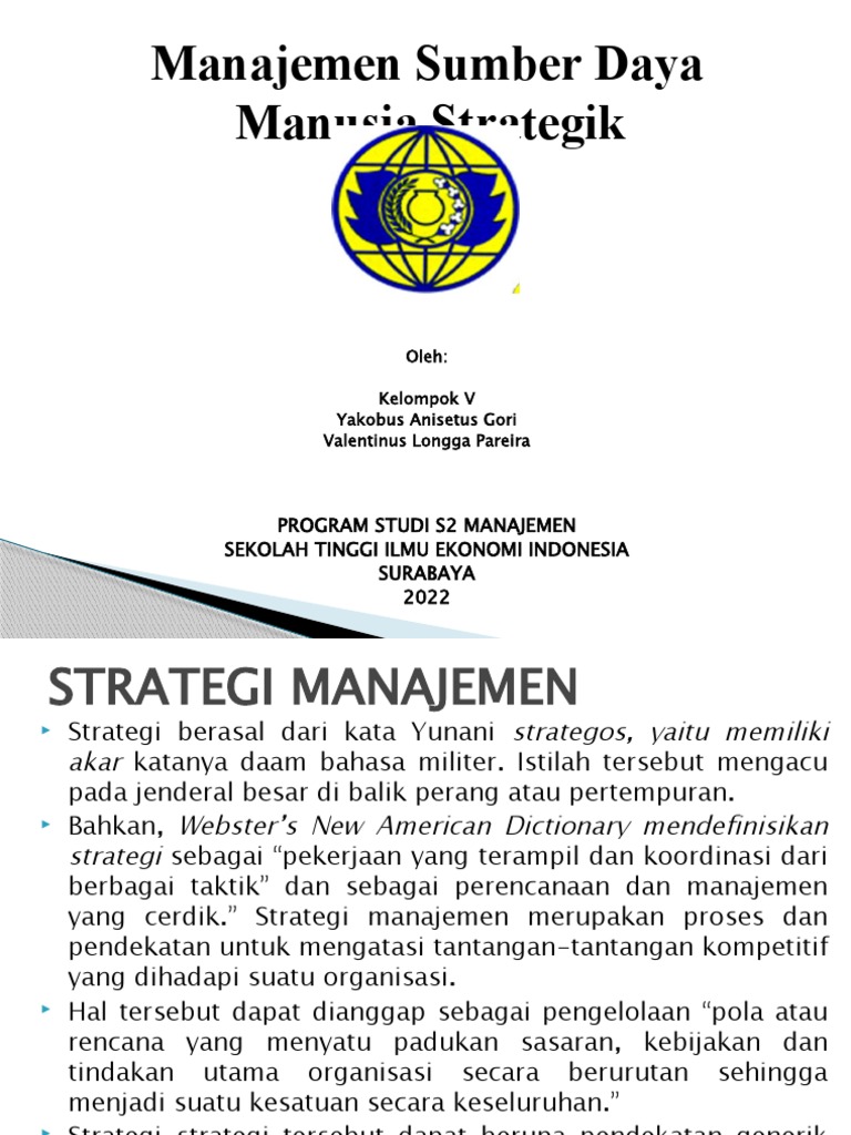Strategi Manajemen Sumber Daya Manusia | PDF