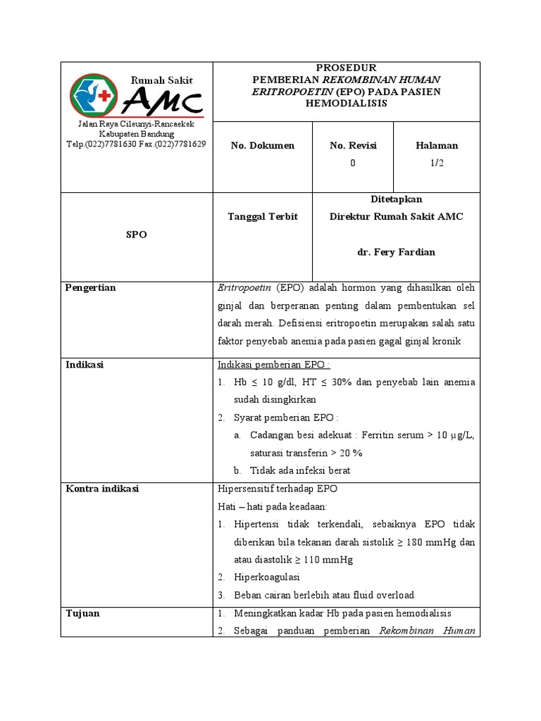 Prosedur Pemberian Epo | PDF