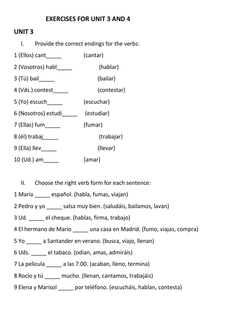 Unit 3 and 4 SL Exercises | PDF