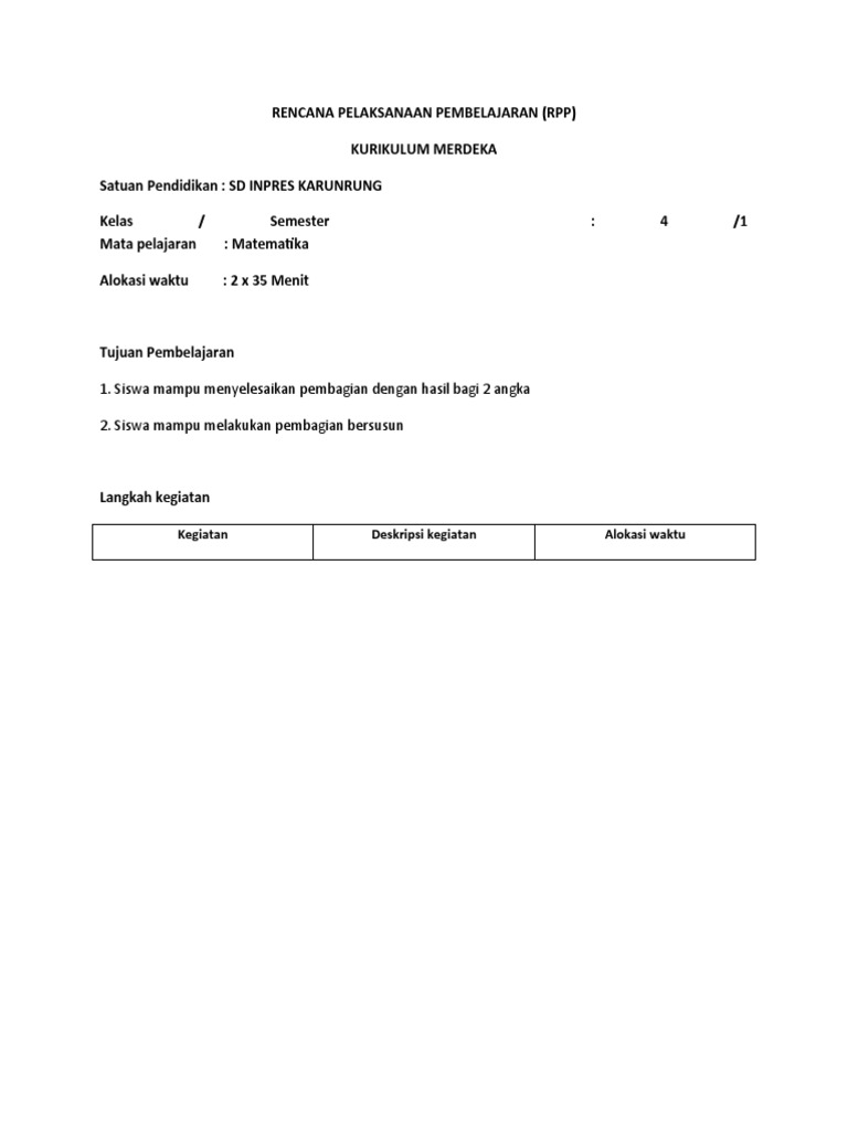RPP Kelas 4 | PDF | Karier & Perkembangan
