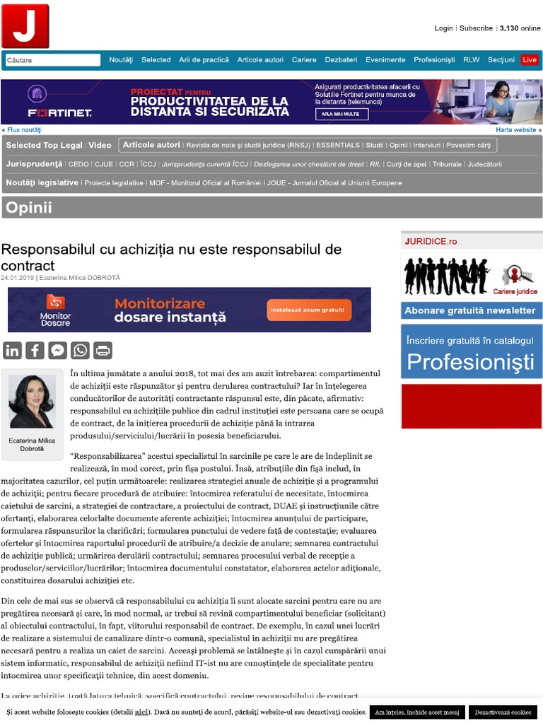 JURIDICE Responsabilul Cu Achiziția Nu Este Responsabilul de Contract | PDF