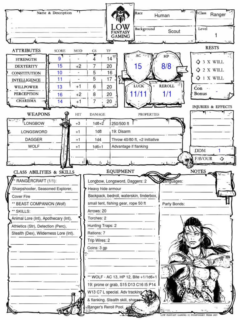 Ranger Character Sheet Overview | PDF