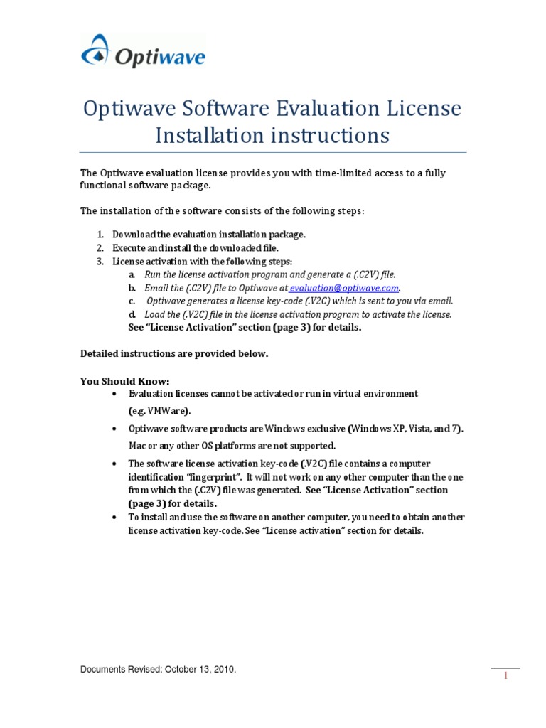 Optiwave Software Installation and License Activation Guide | PDF | Installation (Computer ...