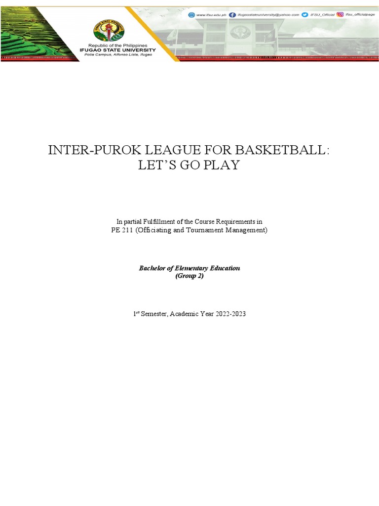 Inter-Purok Basketball League Proposal | PDF | Self Esteem | Sports