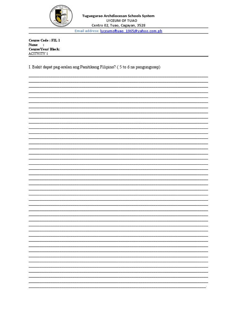 Panitikan Activity 1 | PDF