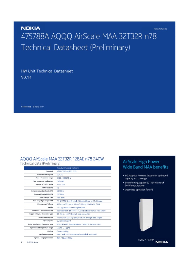 AQQQ MAA 32T32R 128AE n78 240W Datasheet External | PDF