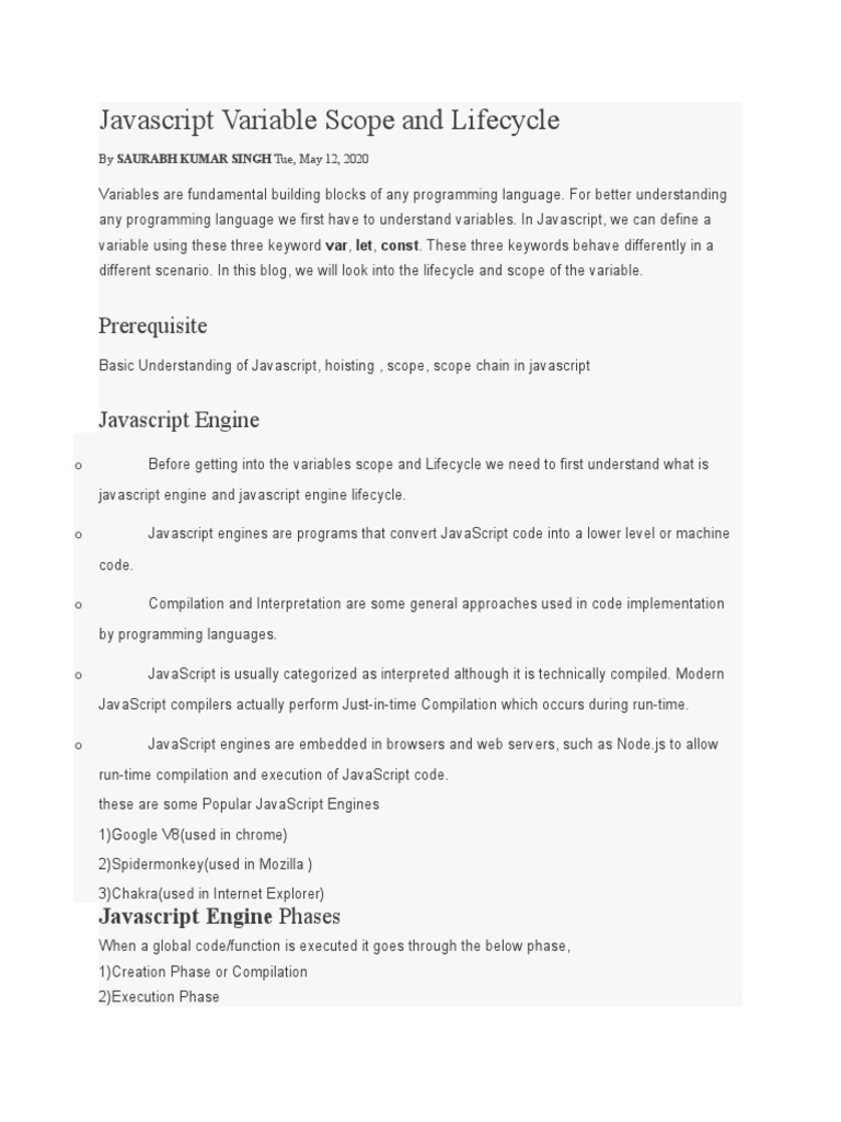 Javascript Variable Scope And Lifecycle Download Free Pdf Java Script Scope Computer Science 