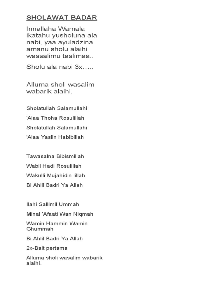 Sholawat Badar | PDF