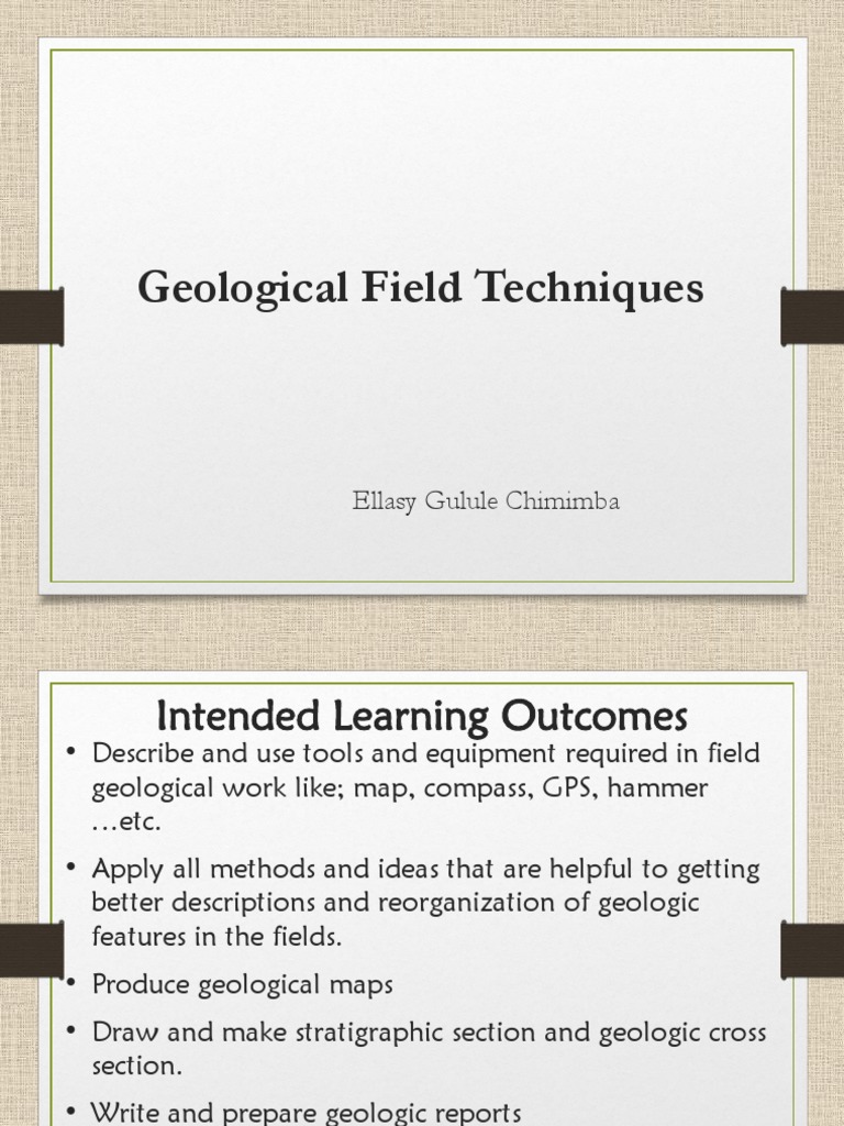 Lecturer 1 Introduction To Geological Field Techniques Pdf
