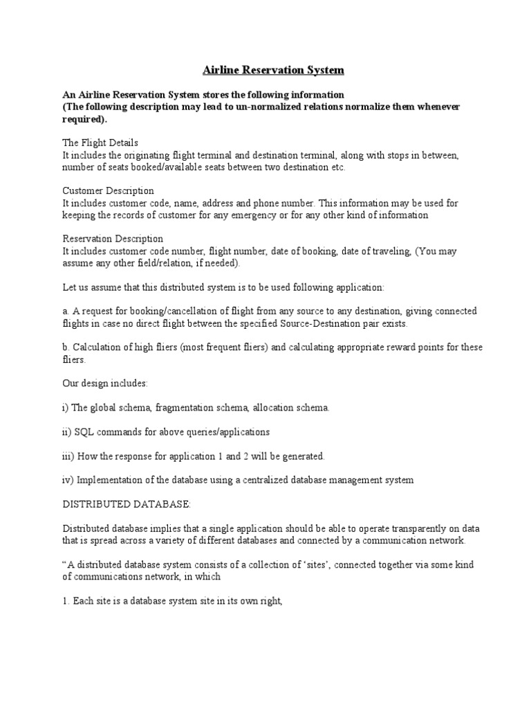 Airline Reservation System | PDF | Database Transaction | Databases