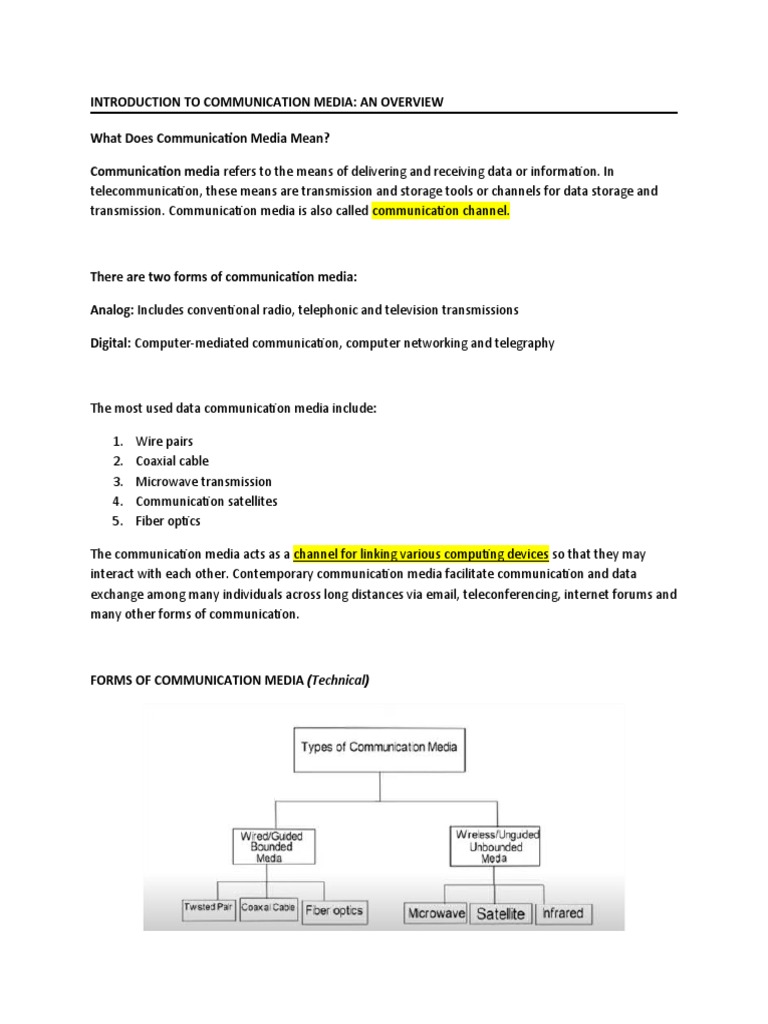 Introduction To Communication Media | PDF | Telecommunications ...