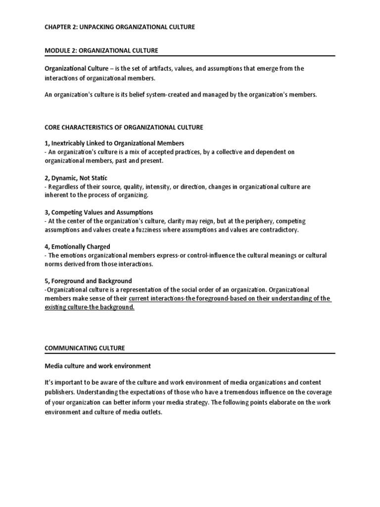 Module 2 Unpacking Organizational Culture | PDF | Employment | News