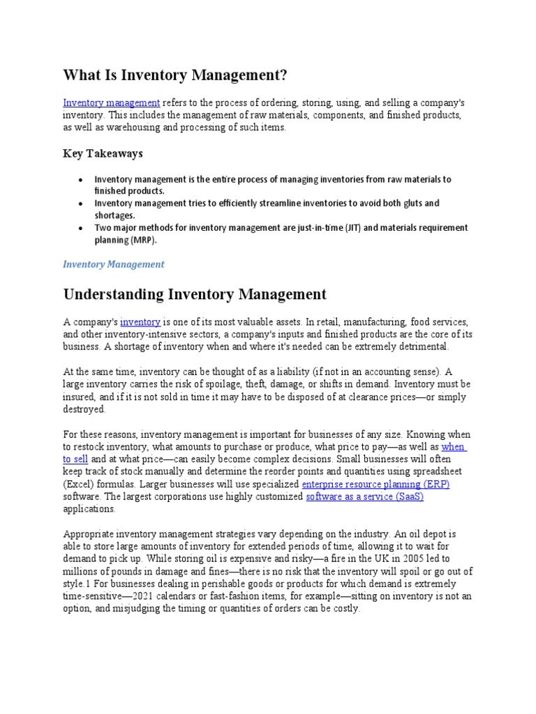 What Is The Role of JIT and Lean in Inventory Management | PDF ...