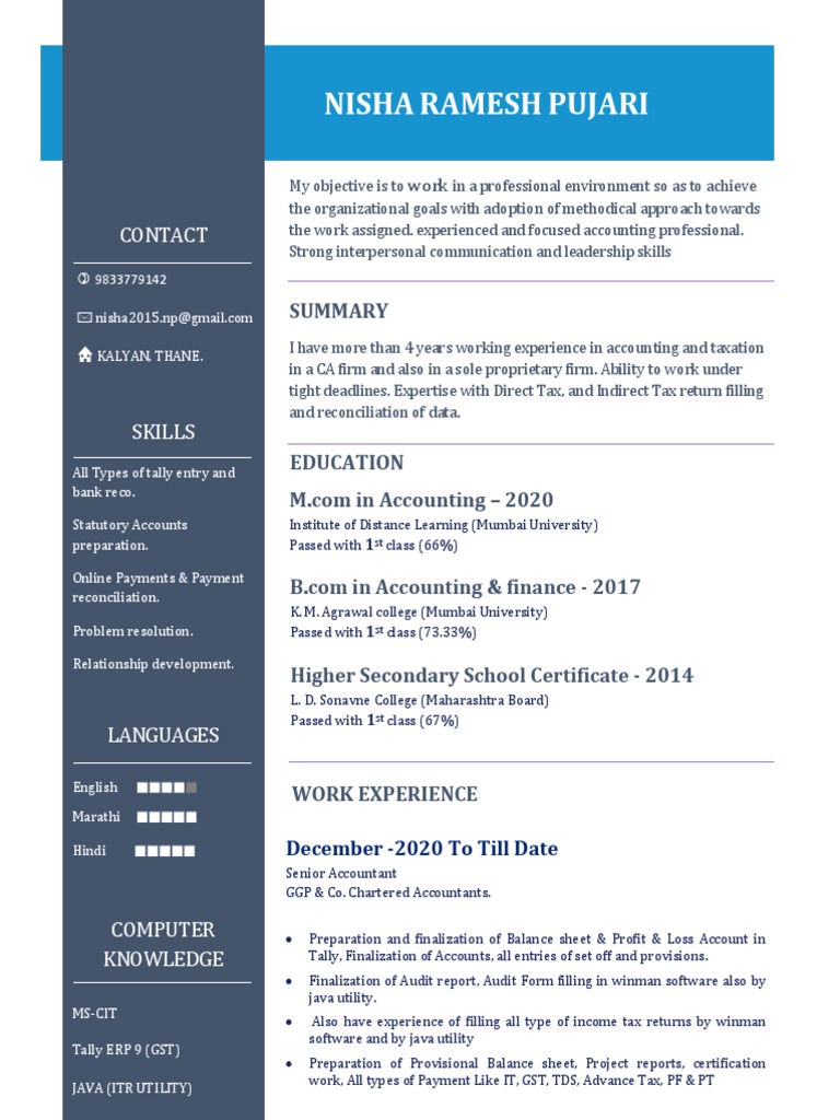 Nisha Resume | PDF | Value Added Tax | Invoice