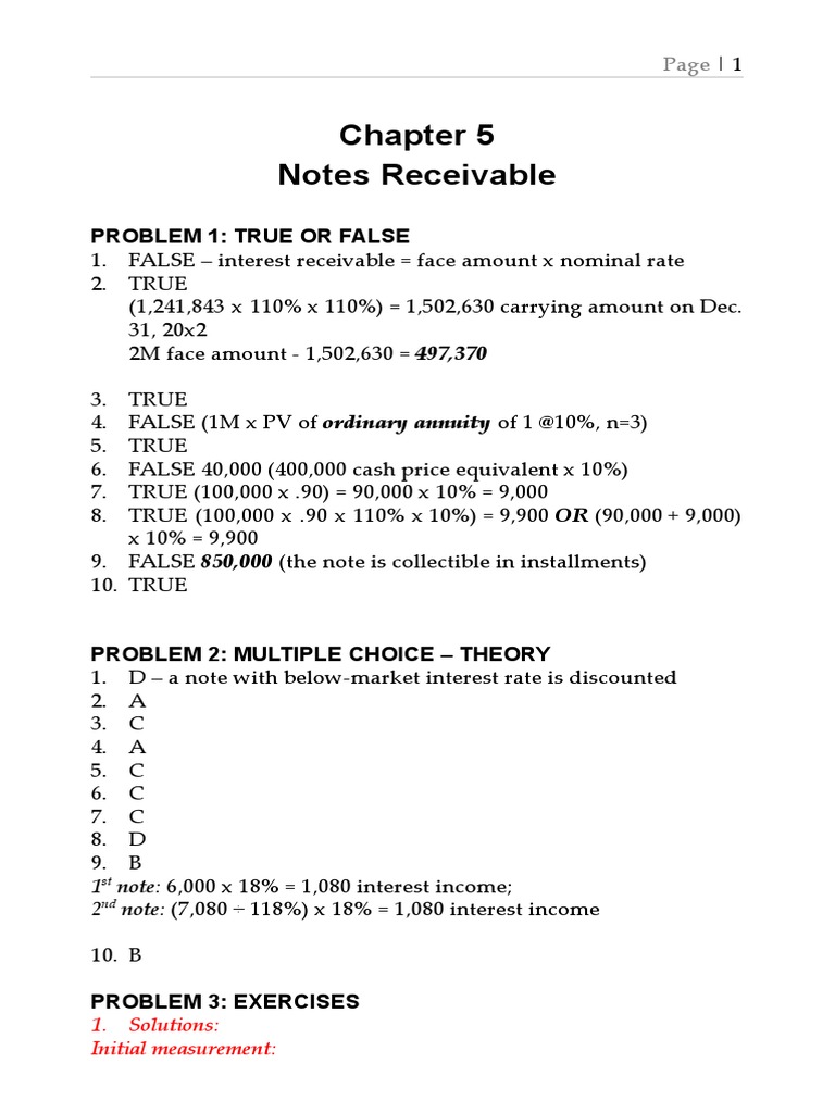 Sol. Man. - Chapter 5 - Notes Receivable - Ia Part 1a - 2020 Edition ...