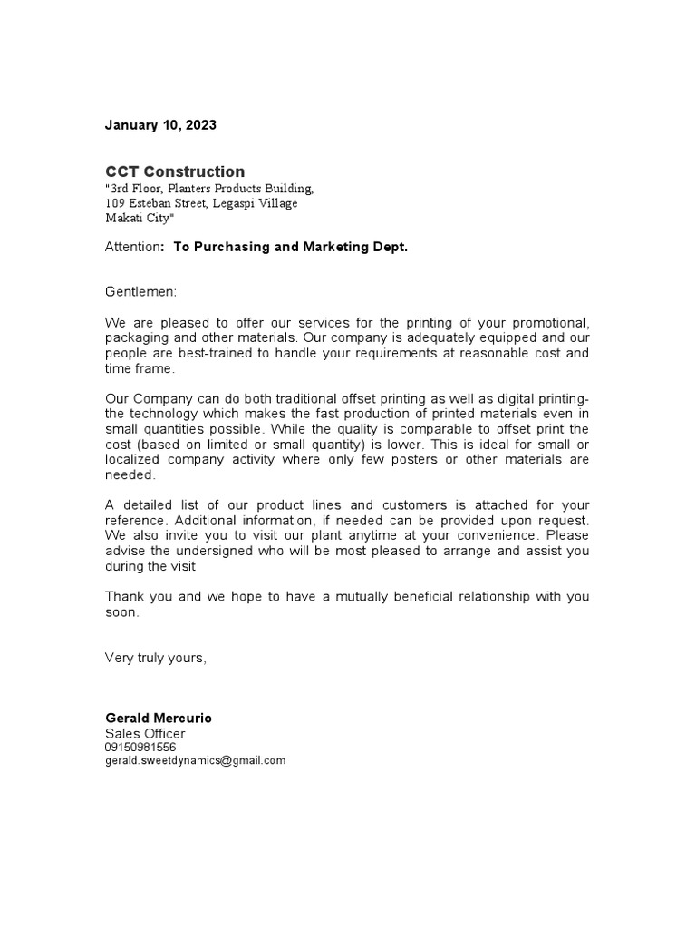 Business Proposal Jan 10 | PDF | Envelope | Packaging And Labeling