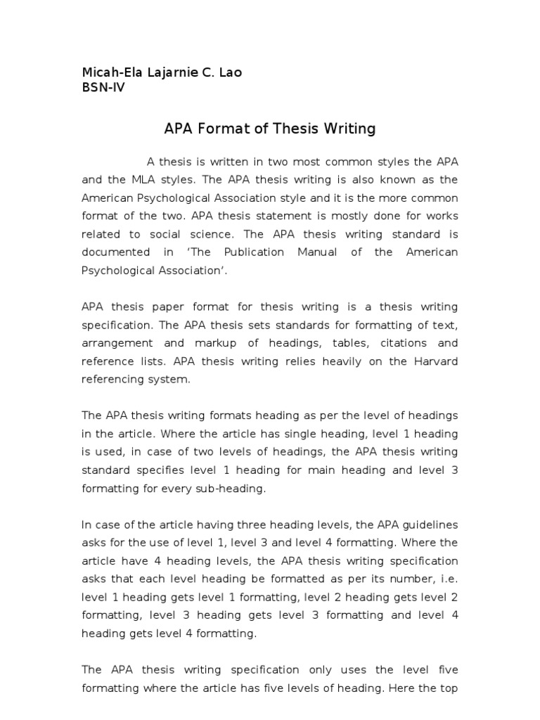 Apa Thesis Statement Examples