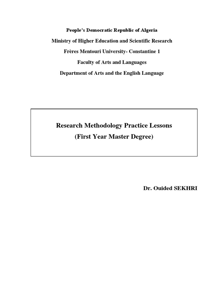 M1 - LLA - Research Methodology | PDF | Scientific Method | Sampling (Statistics)