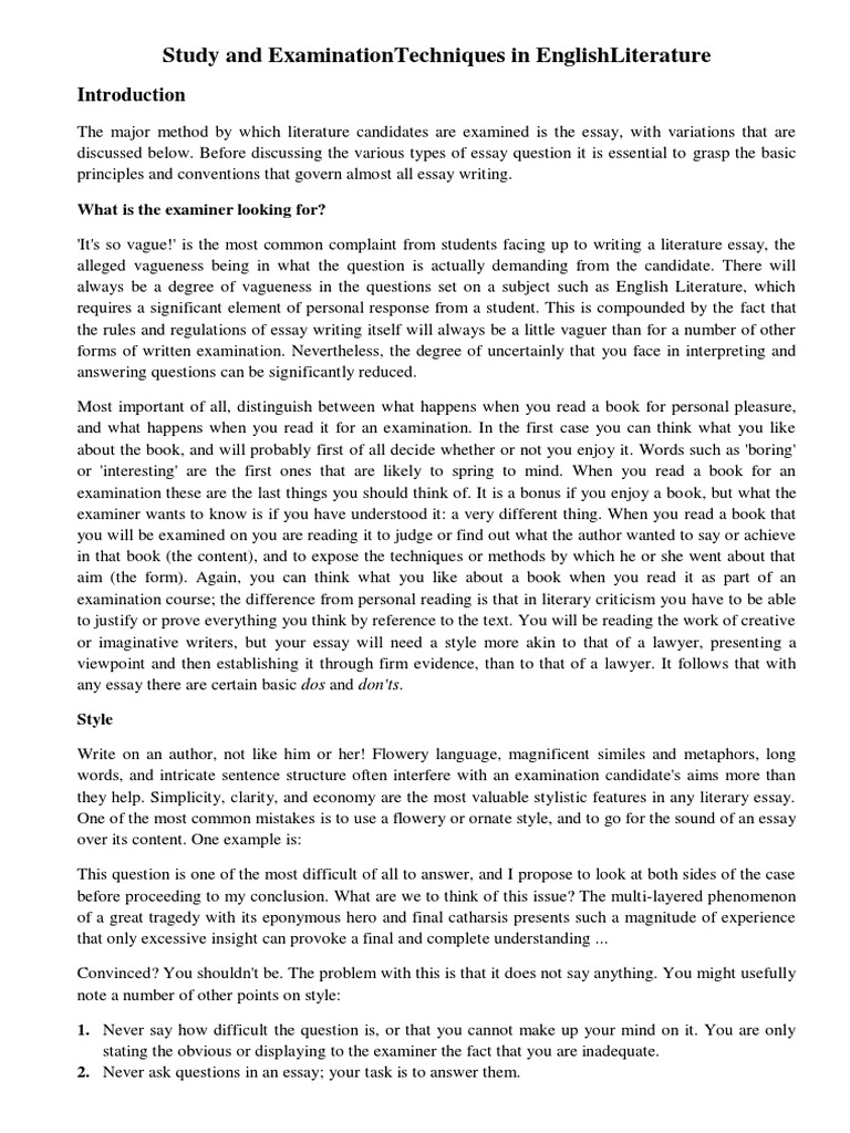 Examination Techniques | PDF | Essays | Hamlet