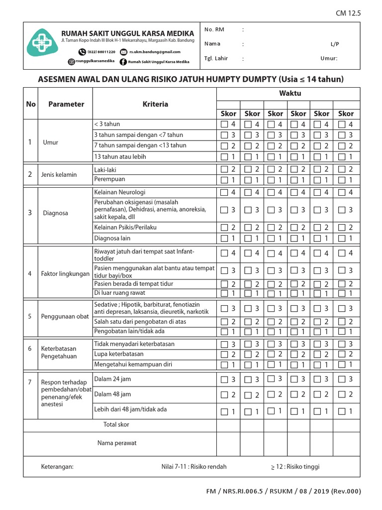 Asesmen Risiko Jatuh Anak di RS UKM | PDF