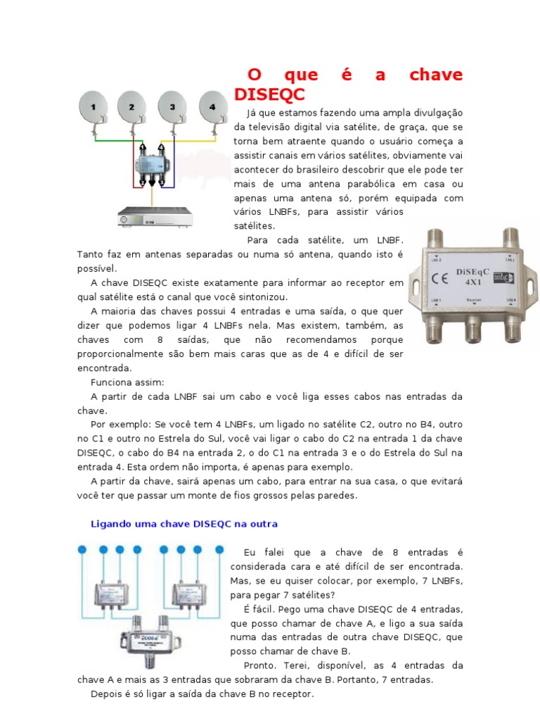 O Que É A Chave DISEQC | PDF | Satélite | Televisão a cabo