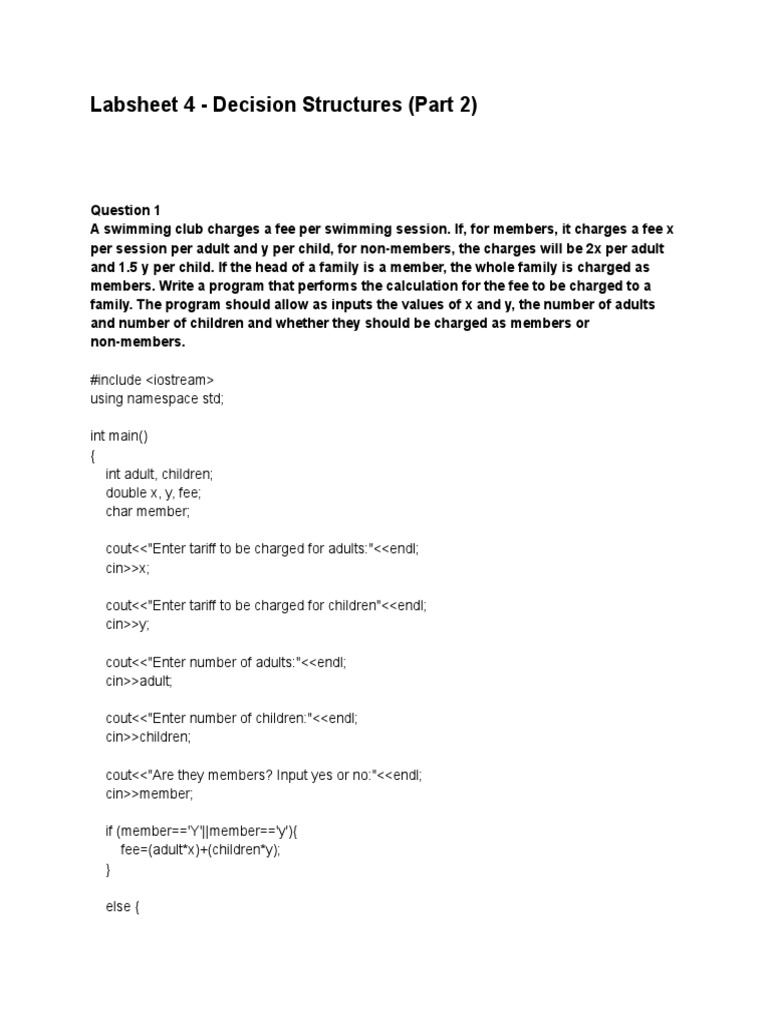 Labsheet Decision Structures (Part 2) | Download Free PDF | Income Tax | Taxes