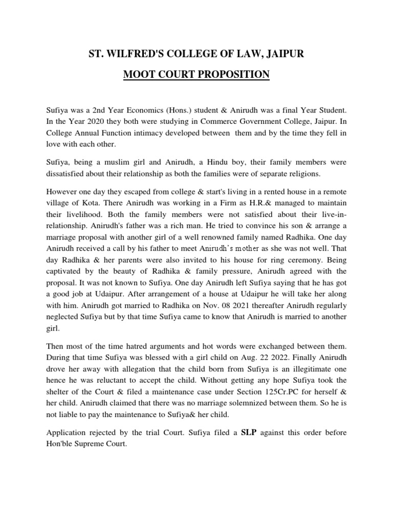 Moot Proposition | PDF