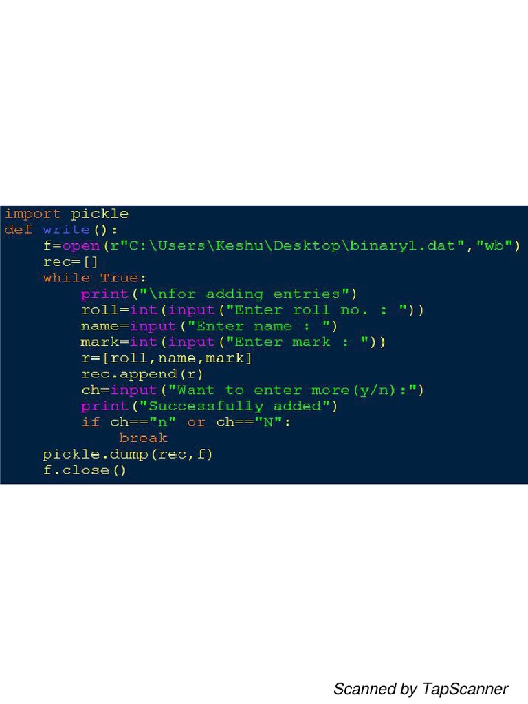 Create A Binary File With Roll No, Name and Marks - Input A Roll No ...