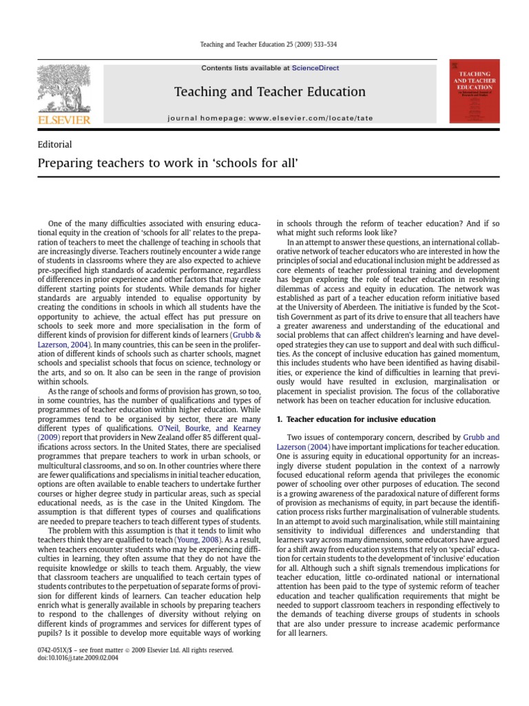 Preparing Teachers To Work in Schools Fo | PDF | Teacher Education | Teachers