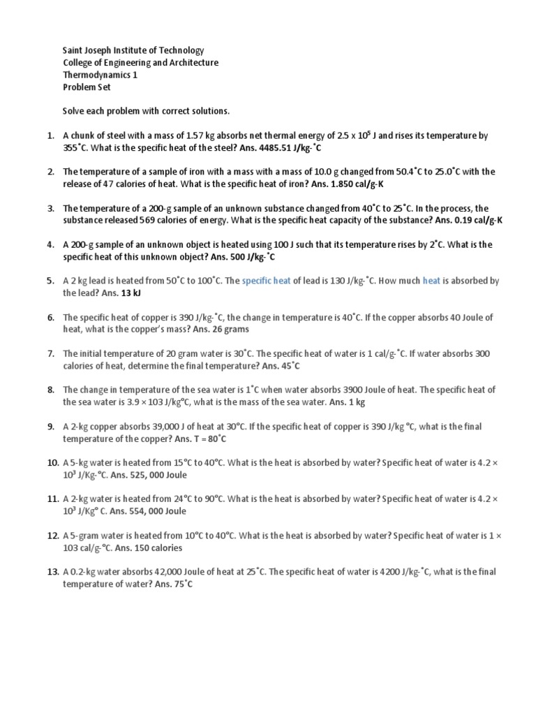 Heat Problems Set To Solve | PDF | Technology & Engineering