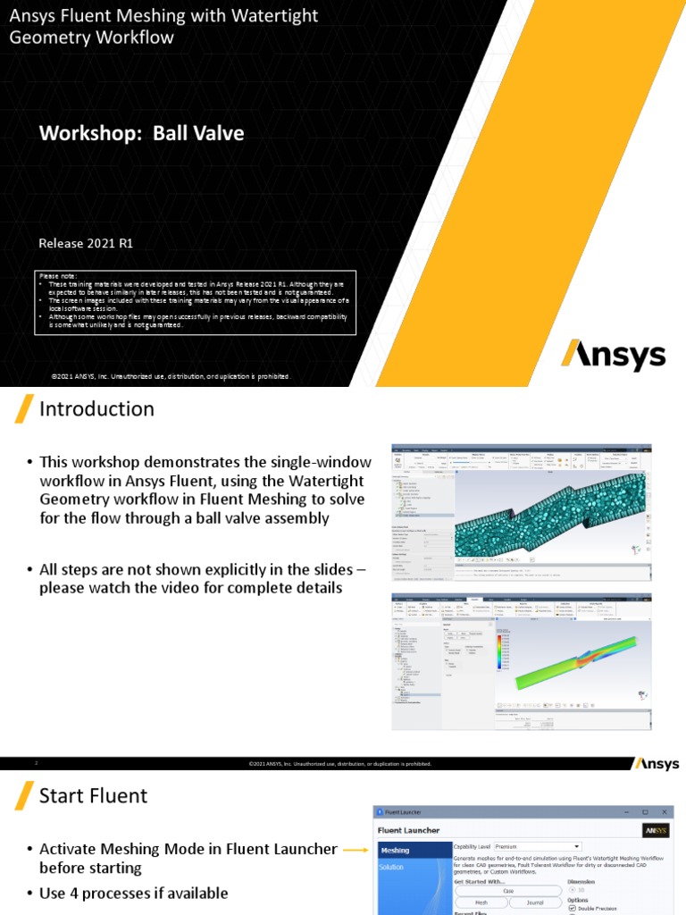 Flu MeshWT 2021R1 WS01.1 Workshop Instructions Ball Valve | PDF
