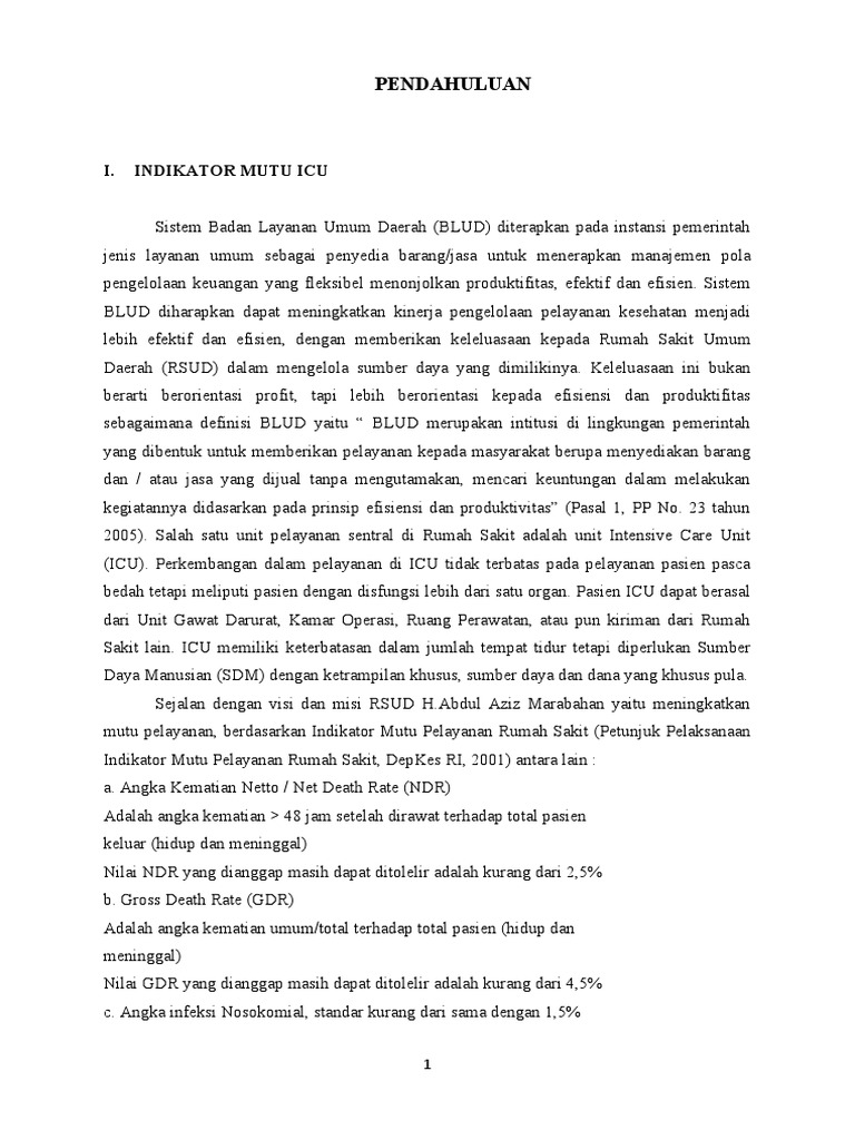 Mutu Pelayanan ICU RSUD H.Abdul Aziz | PDF