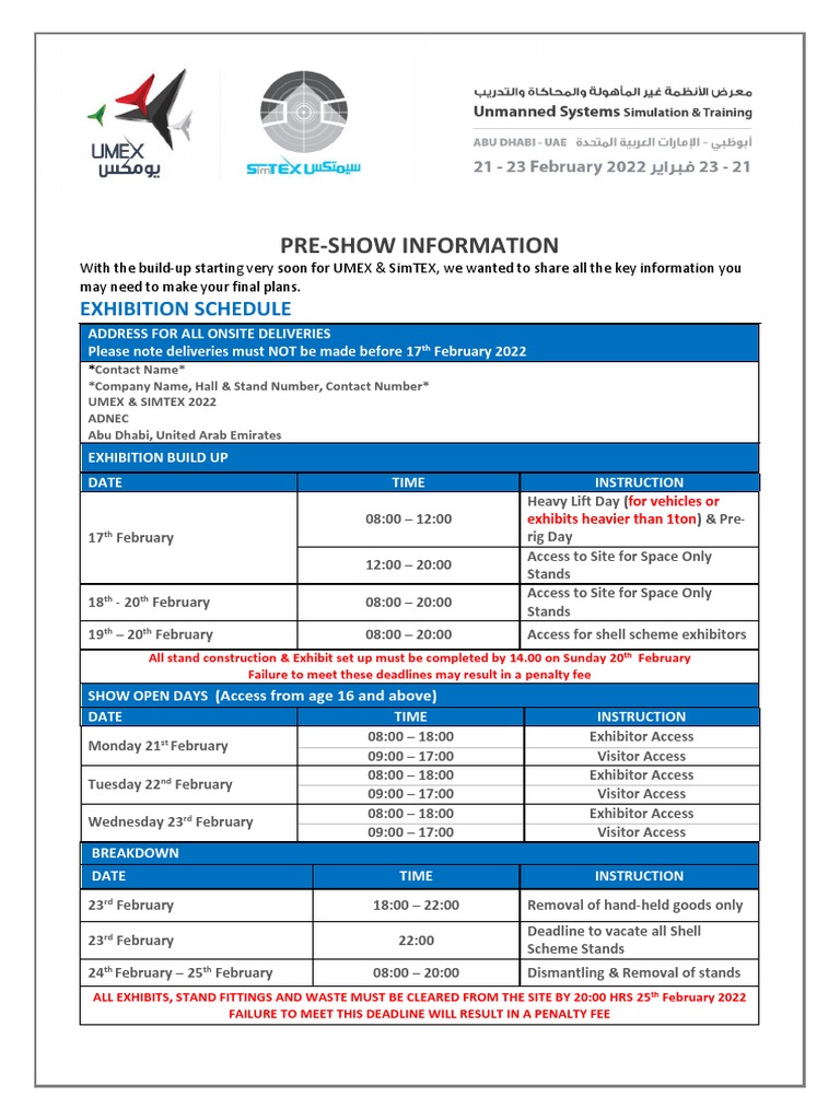 UMEX & SimTEX 2022 - Pre Show Information FINAL | PDF | Vaccination