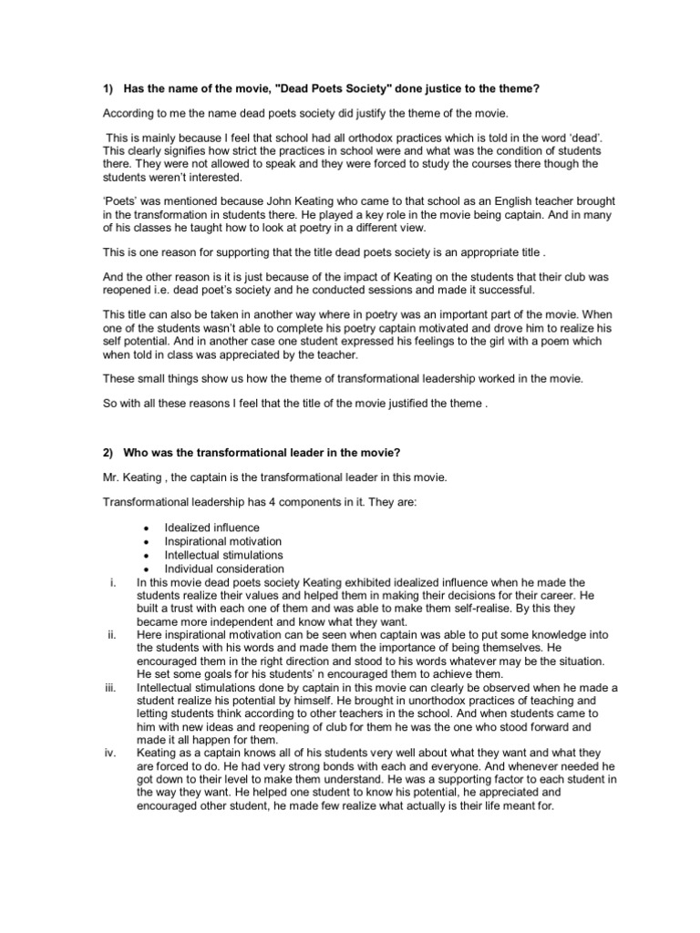 Dead Poets Society | PDF