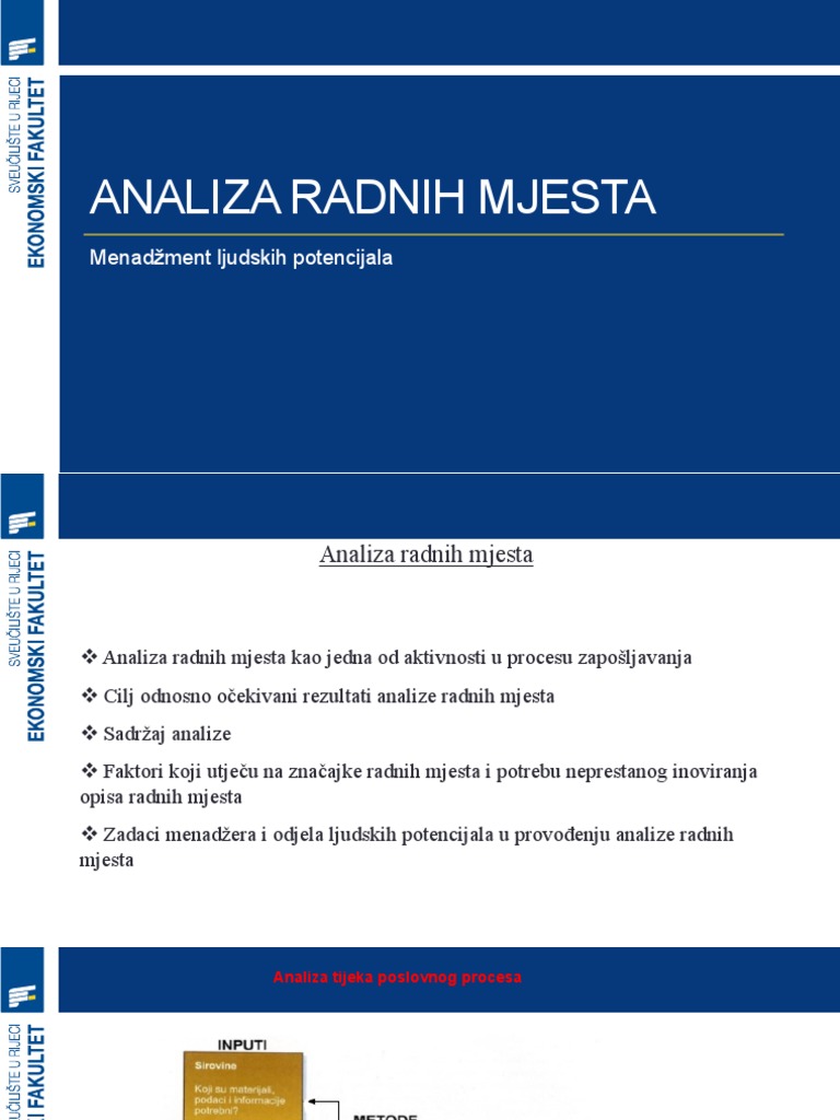 Analiza Radnih Mjesta | PDF