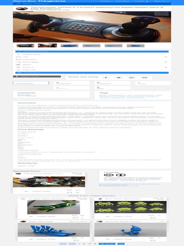Thrustmaster HOTAS X T.FLIGHT Extension For Elgato Stream Deck & Elite ...