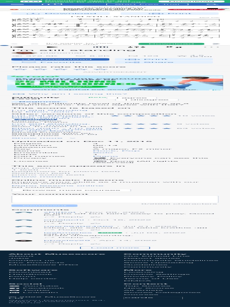 I M Still Standing Sheet Music For Piano Solo Pdf Saxophone