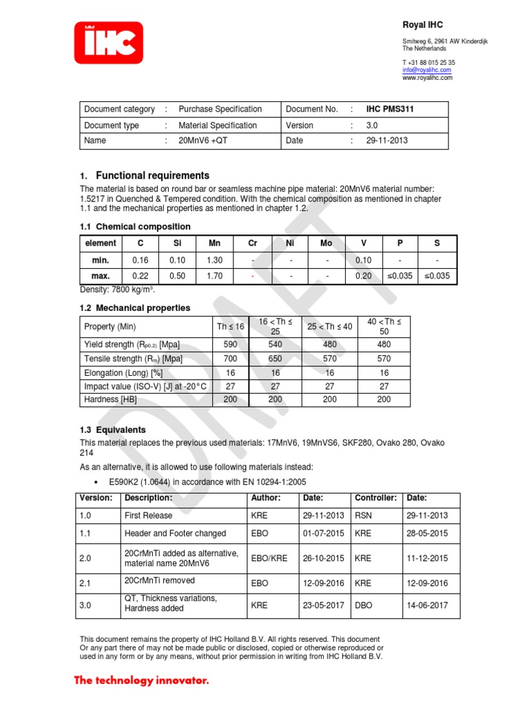 20MnV6 (IHC PMS311) | PDF | Physical Sciences | Chemical Substances