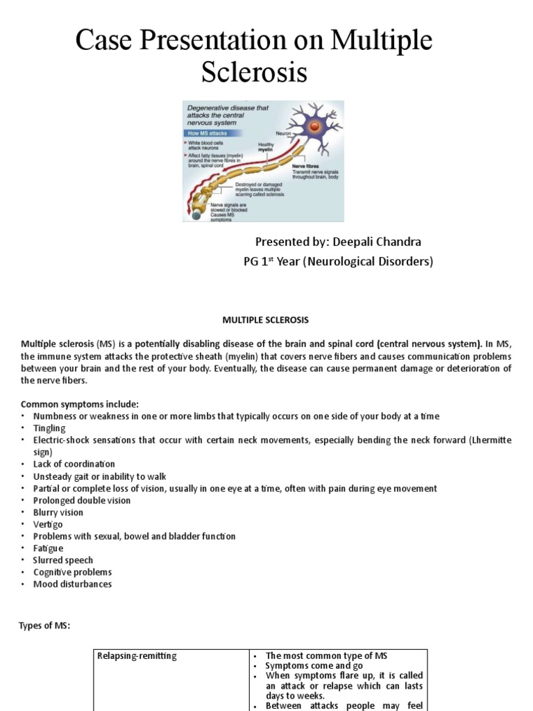 Case Presentation On Multiple Sclerosis | PDF | Multiple Sclerosis | Balance (Ability)