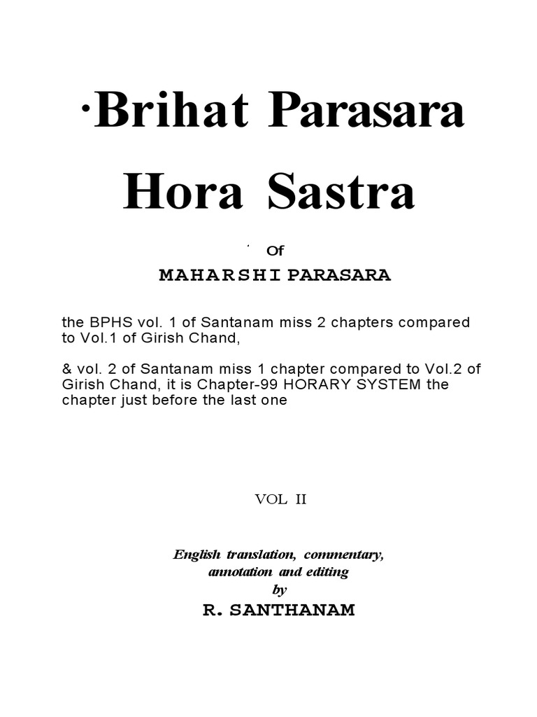 Jyotish BPHS Santhanam Vol.2 | Download Free PDF | Planets In Astrology ...