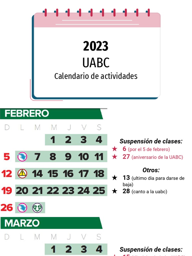 2023-1 UABC Calendario de Actividades | PDF