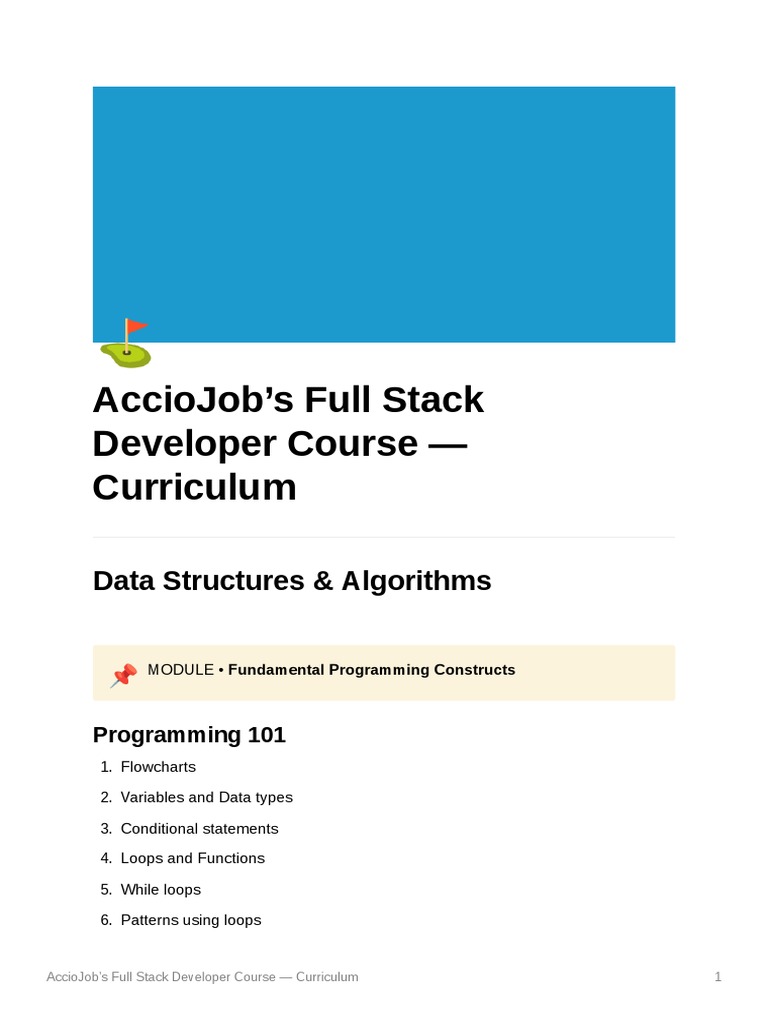 AccioJobs Full Stack Developer Course Curriculum | PDF | Array Data Structure | Subroutine