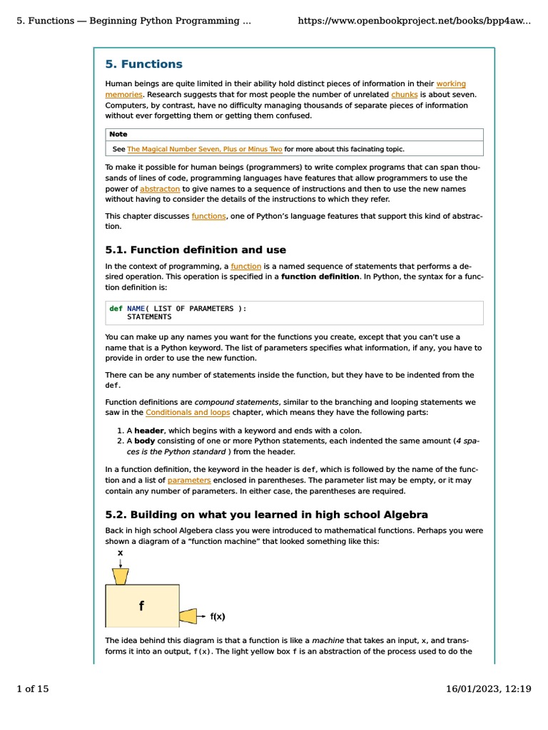 Functions 5 Bpp Python Pdf Parameter Computer Programming Subroutine 4451