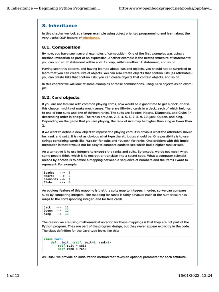 Inheritance 8 Bpp Python Pdf Inheritance Object Oriented Programming Class Computer