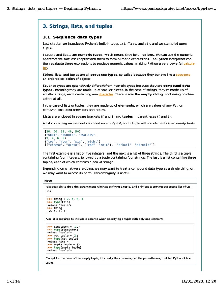 Strings List Tuple 3 Bpp Python Pdf Boolean Data Type Boolean Algebra 