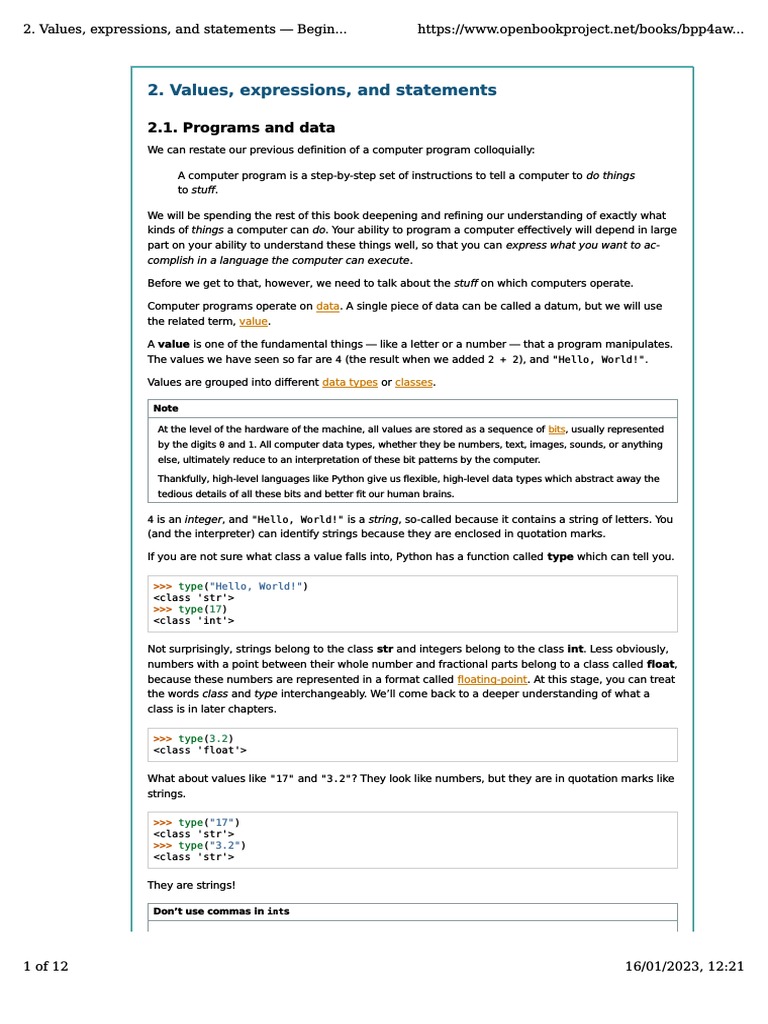 Values Expression Statements-2 - BPP Python | PDF | Variable (Computer ... Values Expression Statements-2 - BPP Python | PDF | Variable (Computer ...