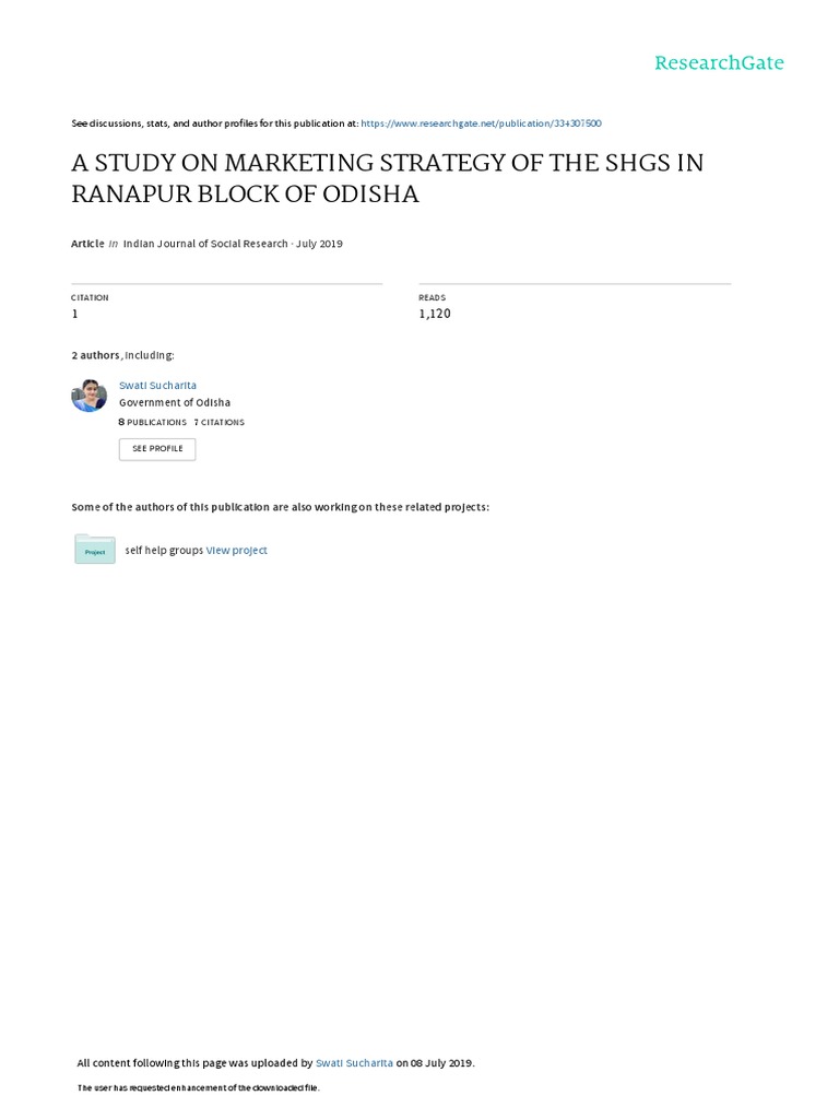 A Study On Marketing Strategy of The SHGS in Ranap | PDF | Marketing ...